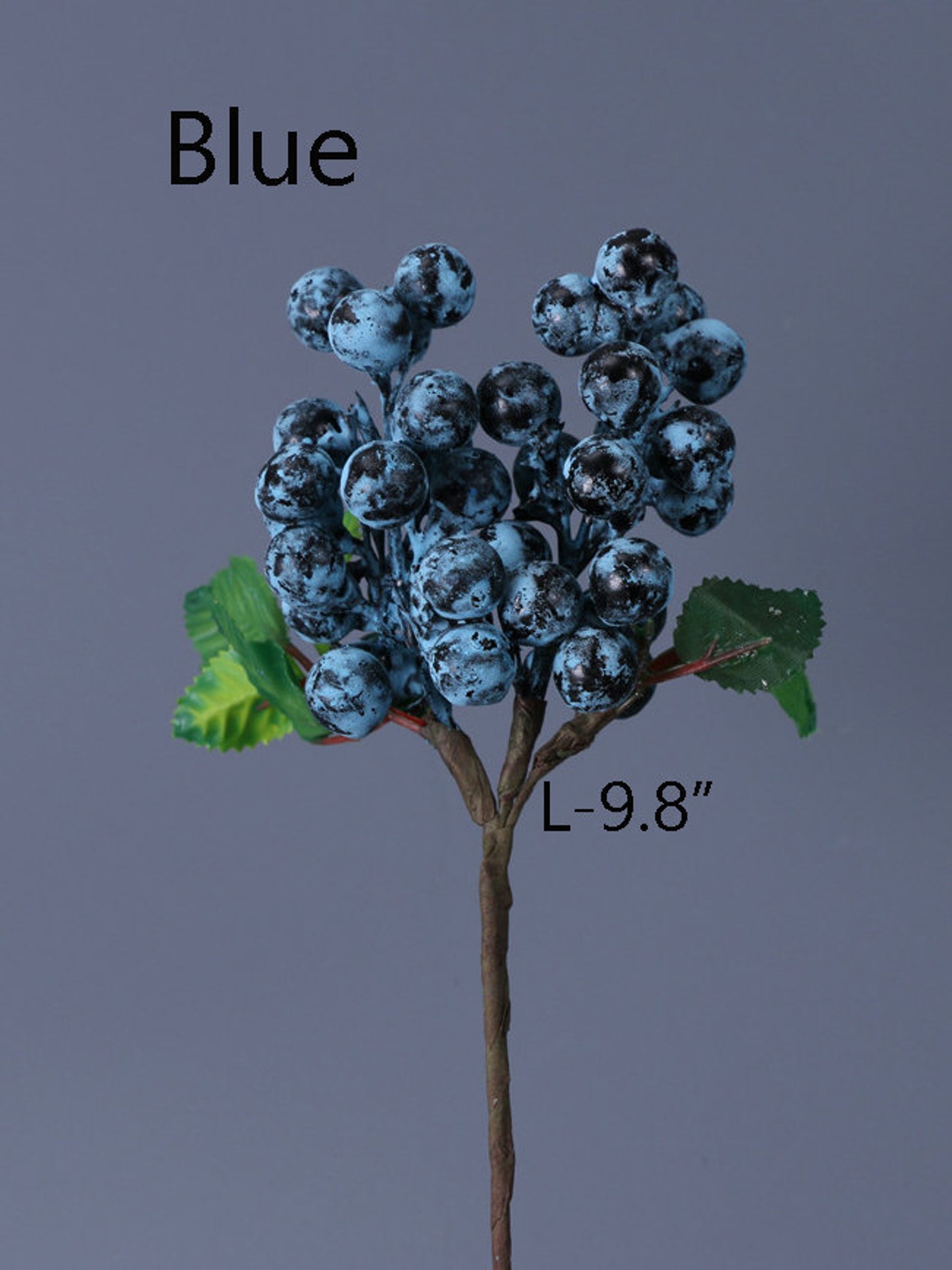 Artificial Berry Stems With Foliage, Fake Blueberry Spray, Rustic Small ...