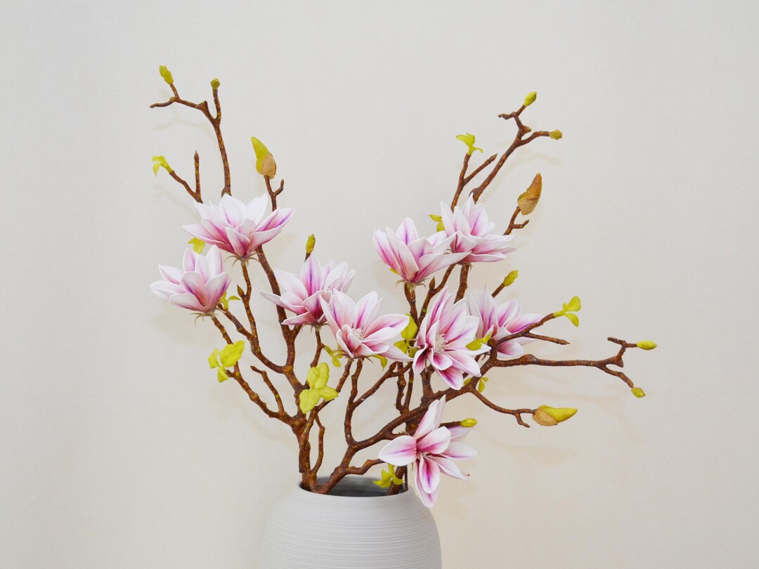 Fake Magnolia Stem With Leaves, Lifelike Magnolia, Artificial Flower ...