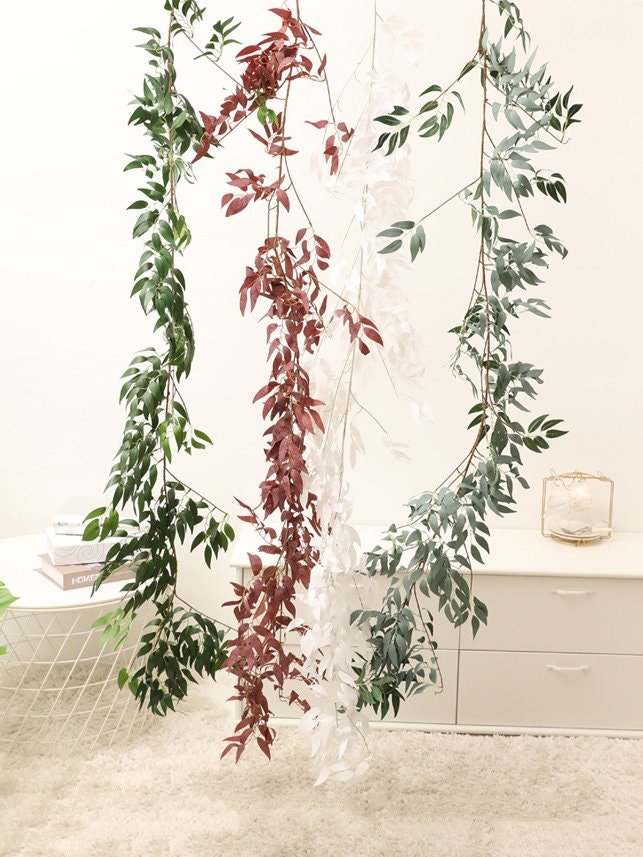 Faux Willow Vine With Leaves, Climbing Plant Foliage Long Rattan ...
