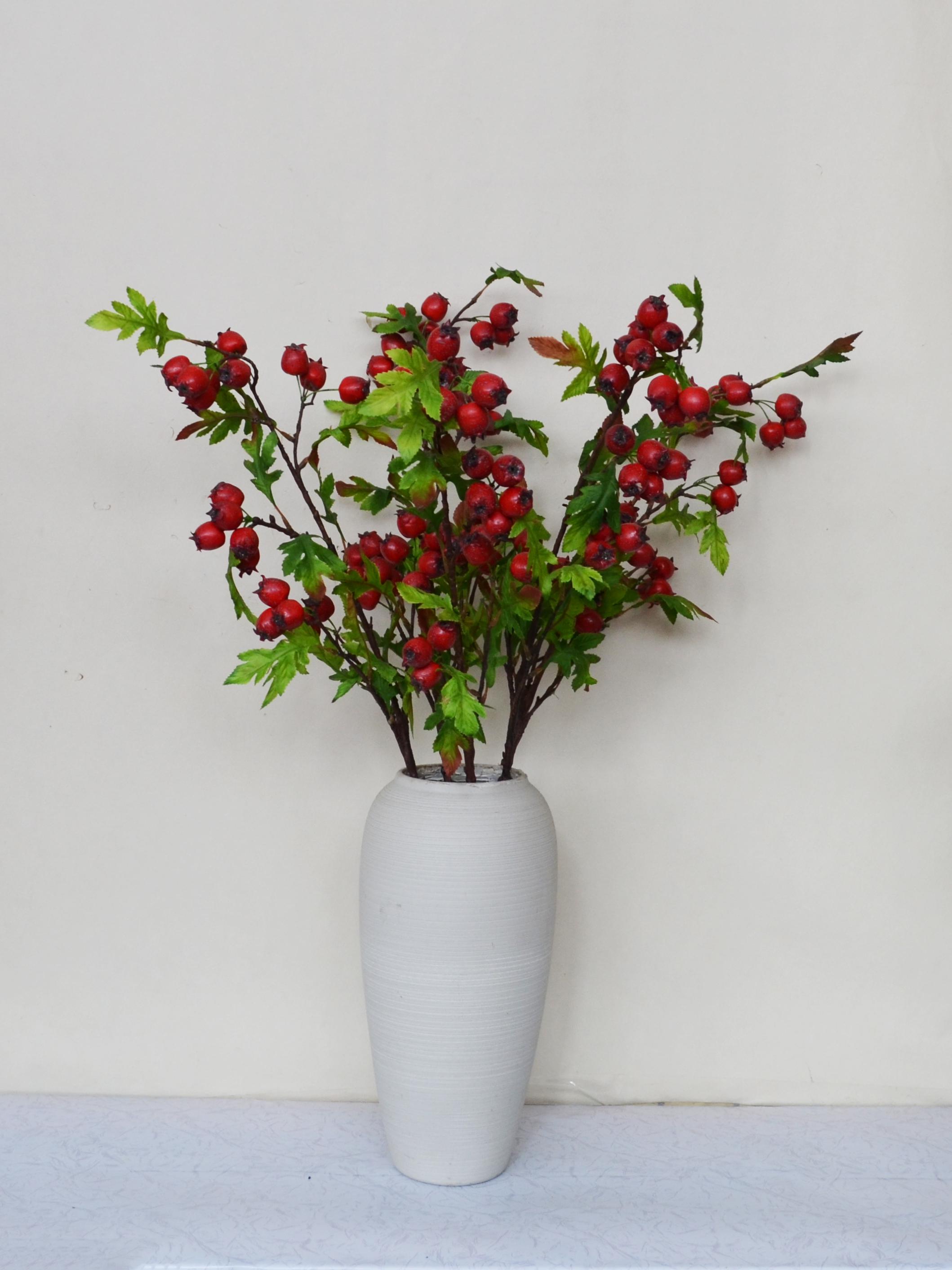 Artificial Hawthorn Branches With Fruit and Leaves, Faux Cranberry ...