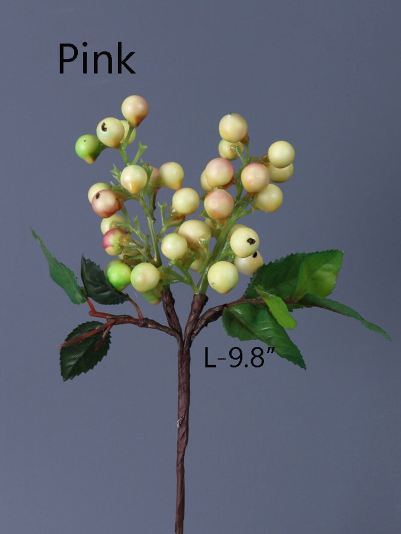 Artificial Berry Stems With Foliage, Fake Blueberry Spray, Rustic Small ...
