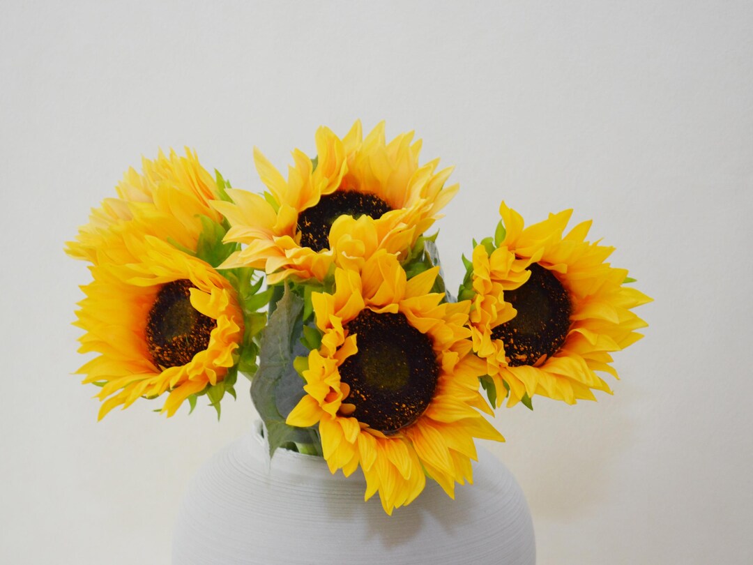 Real Touch Sunflower Stem With Leaves, Artificial Flower Craft, Home ...