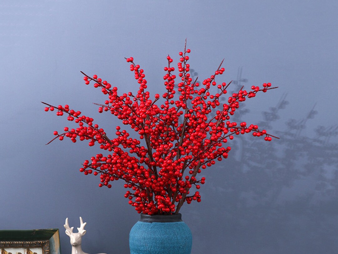 Holly Fruit Long Branch, Fake Berry Stem Craft, Artificial Flower ...