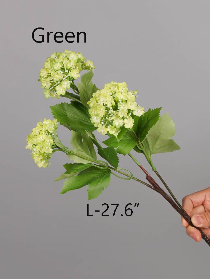 Artificial Viburnum Spray With Leaves, Fake Snowball Flower Stem, Rustic Hydrangea, Home Floral ...