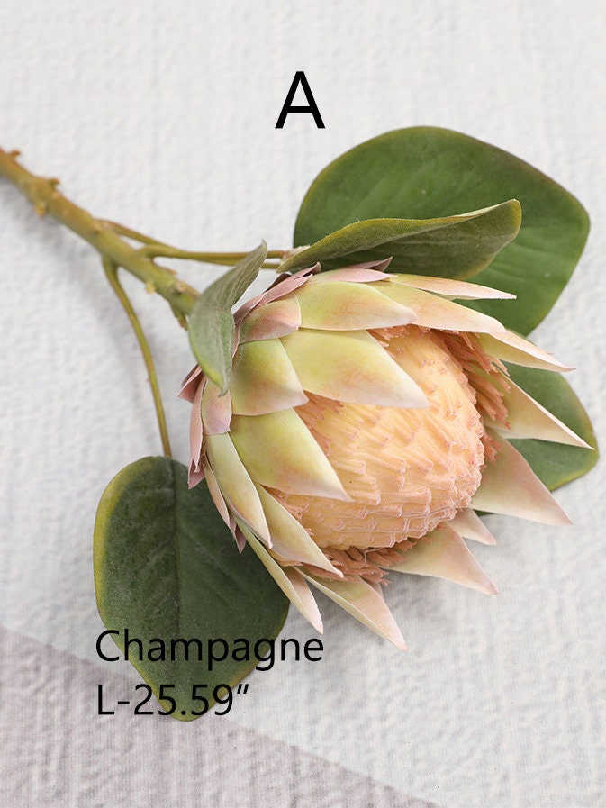 Artificial Protea Flower Stems With Leaves Tropical Flower - Etsy
