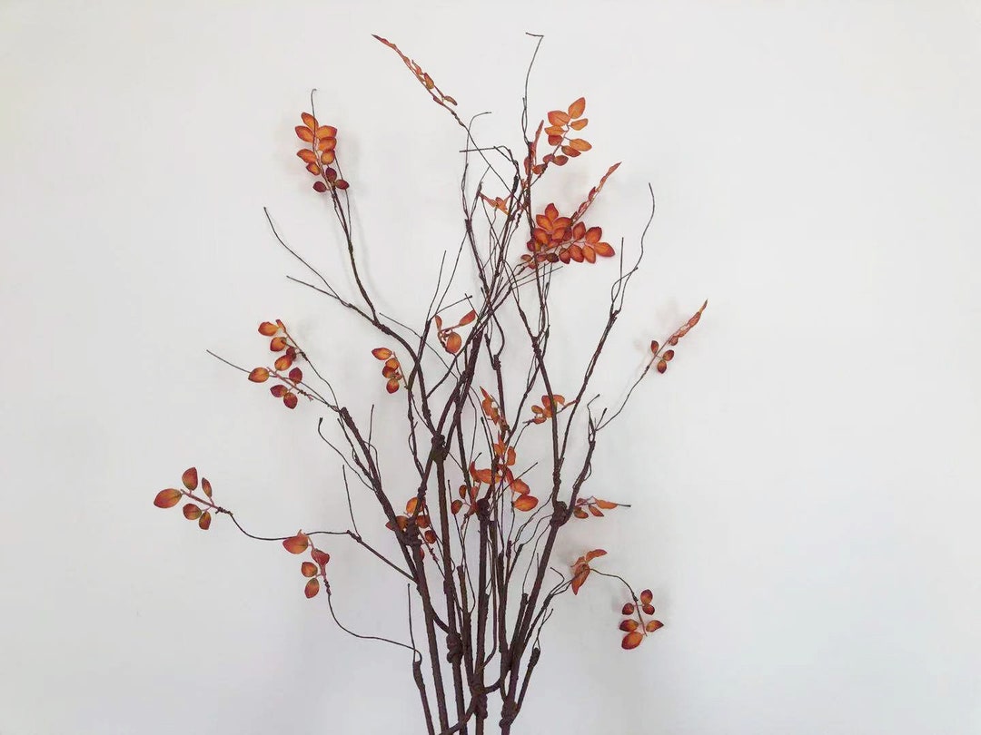 Autumn Foliage Twig, Artificial Ficus Leaves Long Branch, Home Floral ...