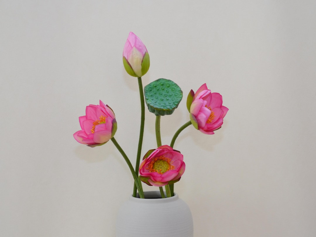 Artificial Lotus Flower With Long Stem, Lotus Pods, Lotus Heads, Lotus ...