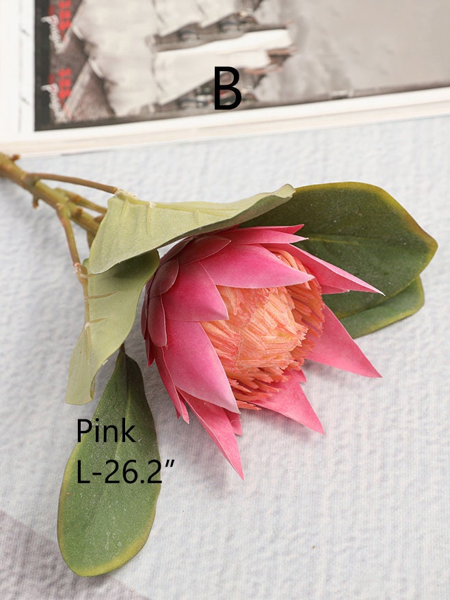 Artificial Protea Flower Stems With Leaves Tropical Flower - Etsy