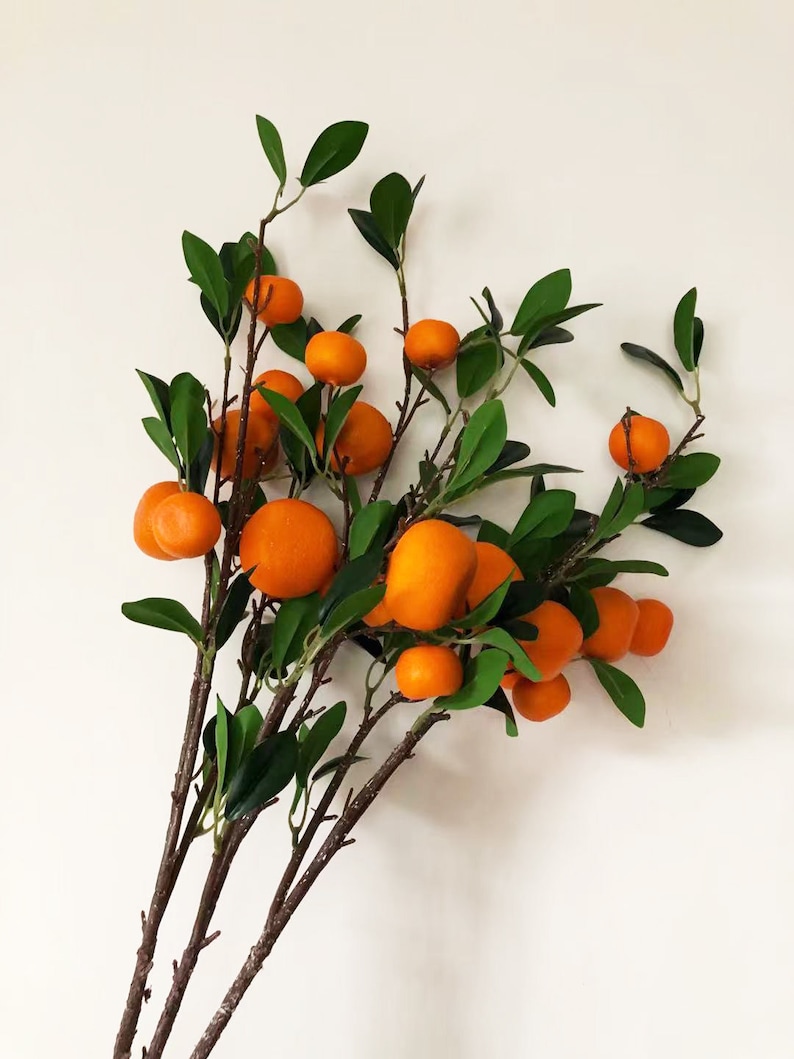 Orange Long Branch With Foliage Artificial Realistic Citrus - Etsy