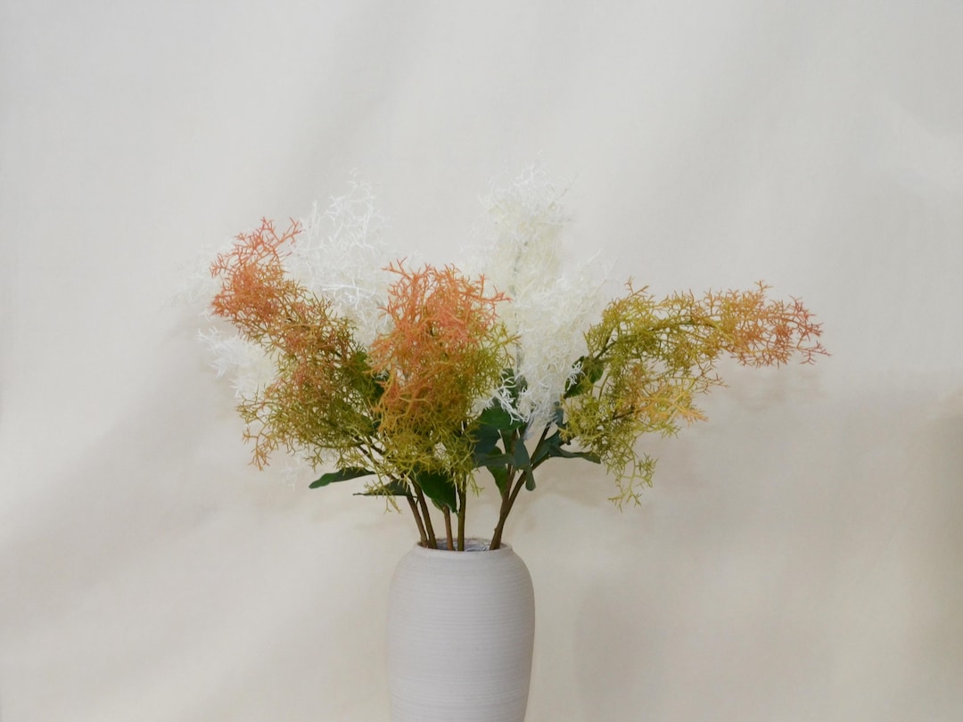 Artificial Smoke Tree Branch, Faux Cotinus Floral Spray, Feathery ...