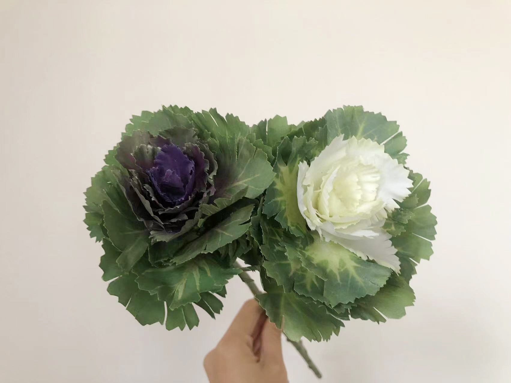 Artificial Kale Flower Stem, Realistic Vegetable Craft, Home Floral Decor, Bouquet Wreath Filler ...