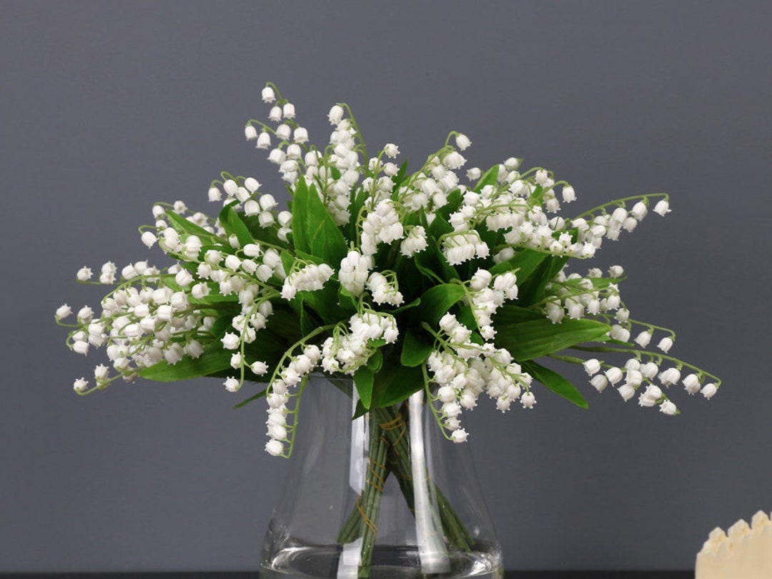 Artificial Lily of the Valley Stems With Leaves, Fake Bell Flower Spray ...