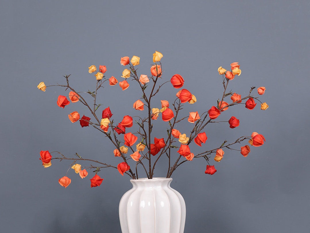 Fake Physalis Branch, Rustic Lantern Fruit, Goldenberry Stem, Realistic ...
