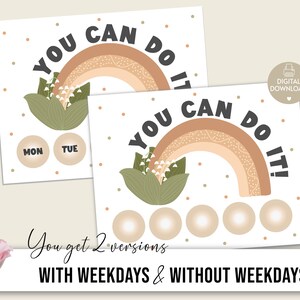 Rainbow Reward Chart Boho for Kids and Toddlers, Preschool Printables ...