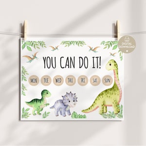 Dinosaur Reward Chart Printable Dinosaur Kids Behavior Chart Weekly ...