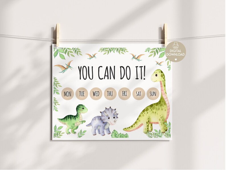 Dinosaur Reward Chart Printable Dinosaur Kids Behavior Chart Weekly ...
