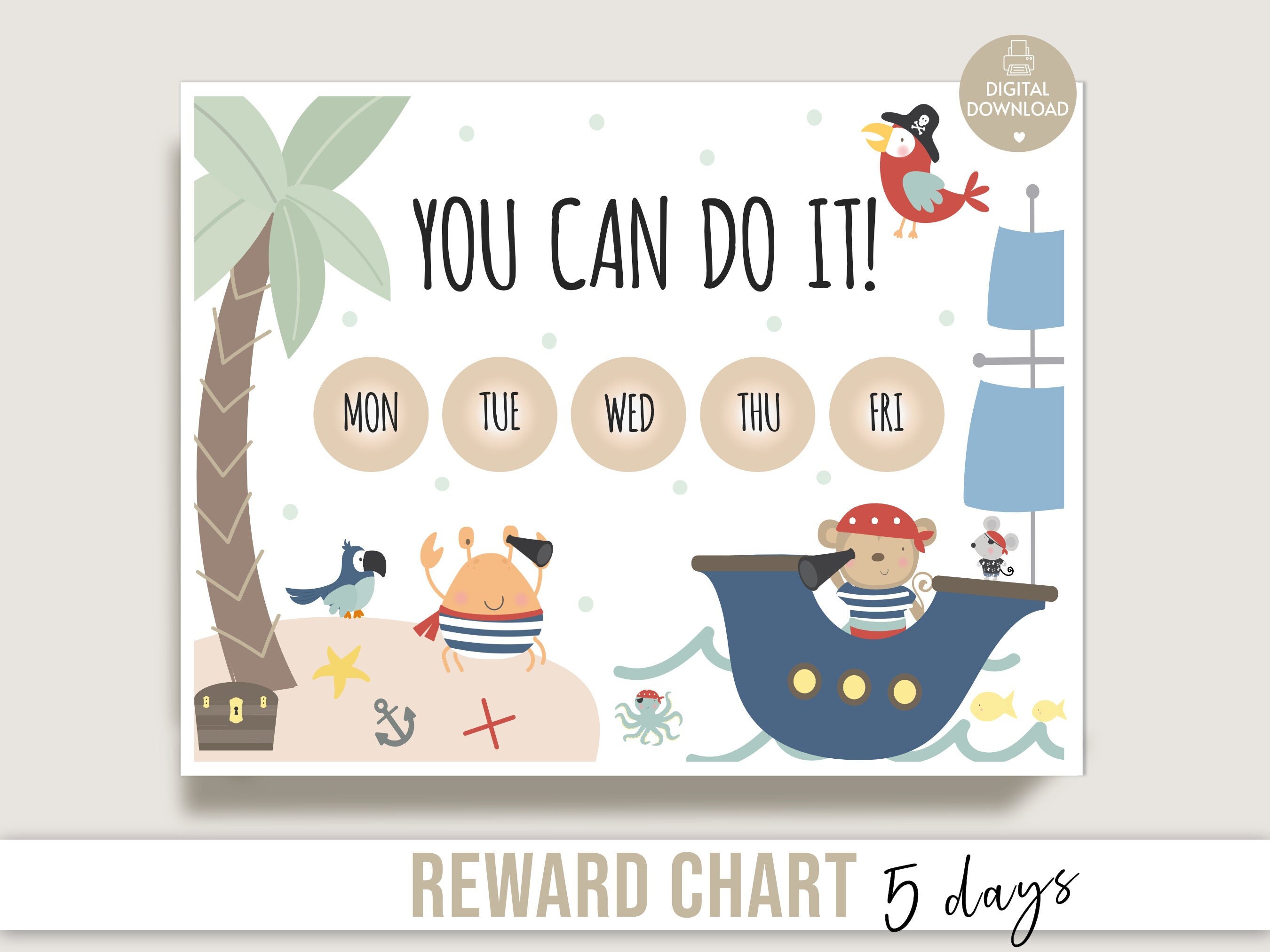 Preschool Reward Chart for Toddlers Printable Behavior Chart Gift for ...
