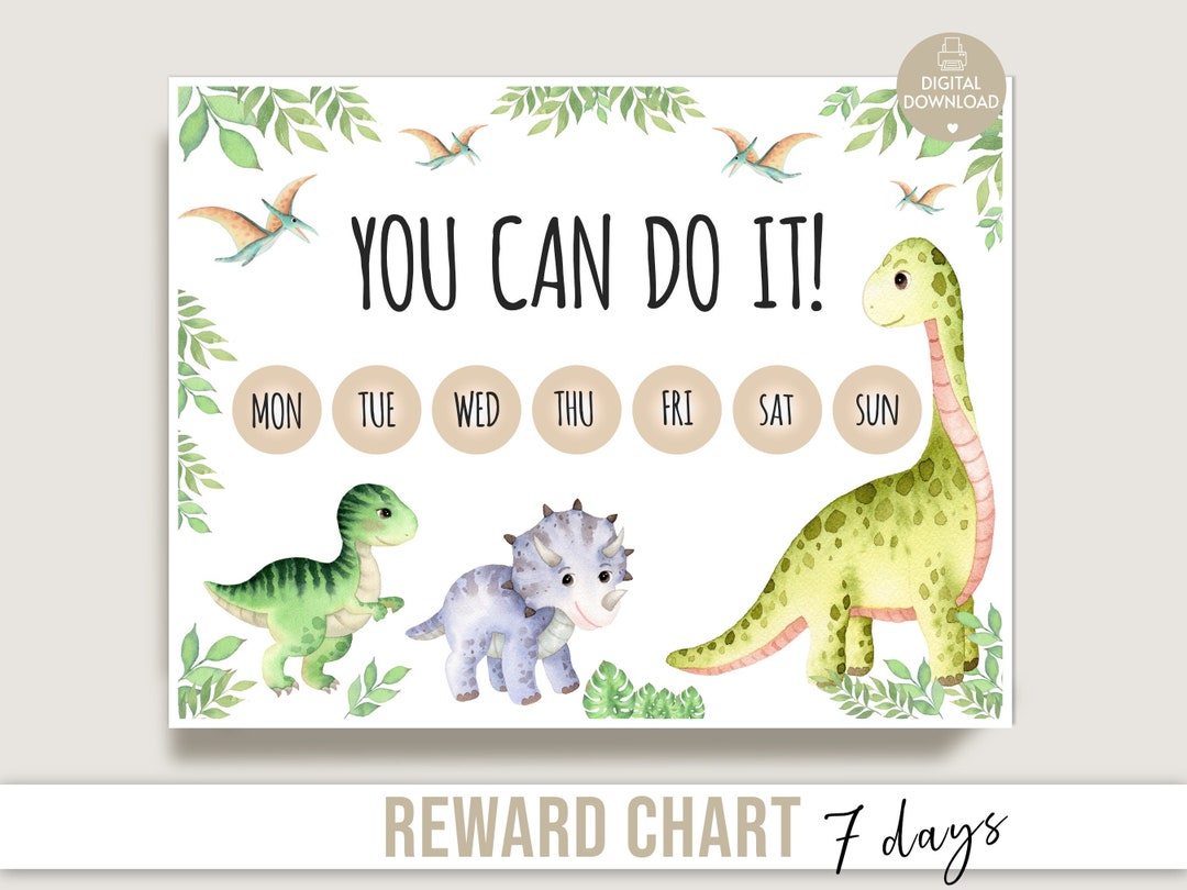Dinosaur Reward Chart Printable Dinosaur Kids Behavior Chart Weekly ...