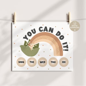 Rainbow Reward Chart Boho for Kids and Toddlers, Preschool Printables ...