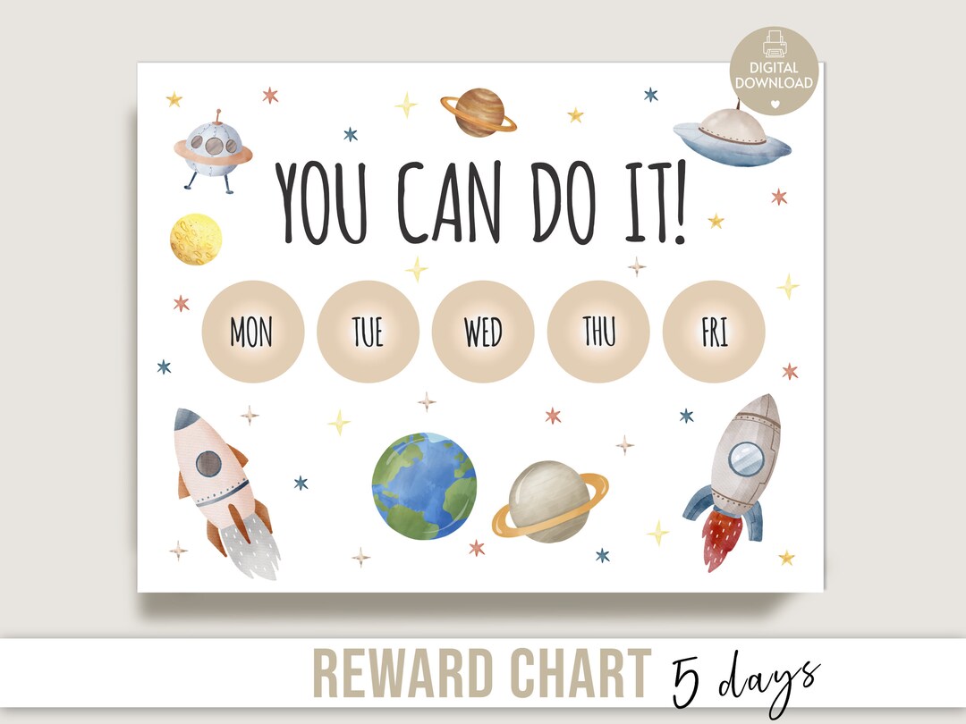 Preschool Gift Reward Chart Space Printable Routine Chart Toddler ...