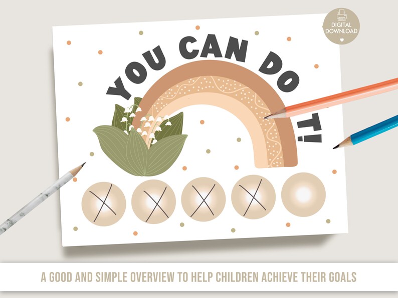 Rainbow Reward Chart Boho for Kids and Toddlers, Preschool Printables ...