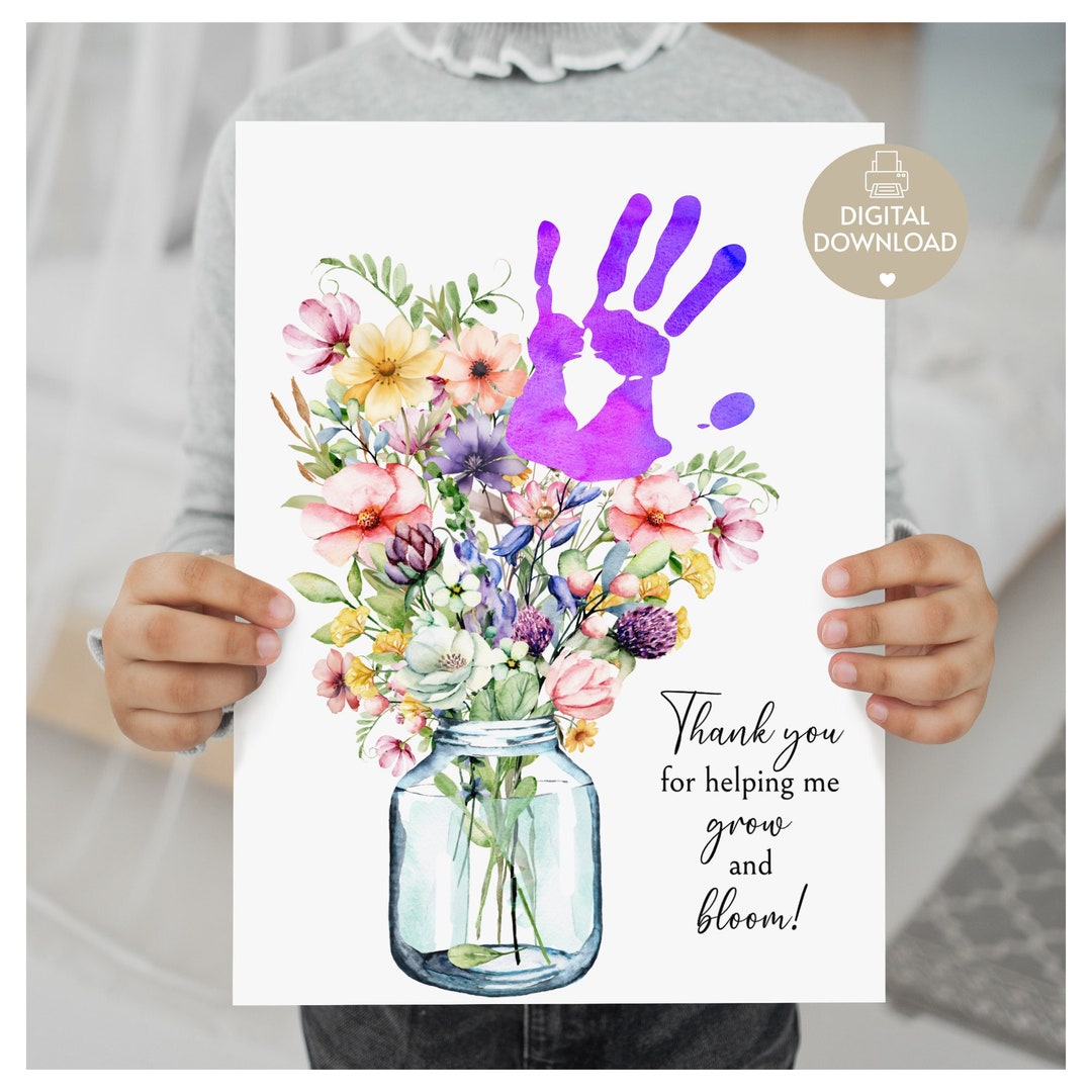 Flower Handprint Teacher Appreciation Gift, Thank You Gift, End of Year ...