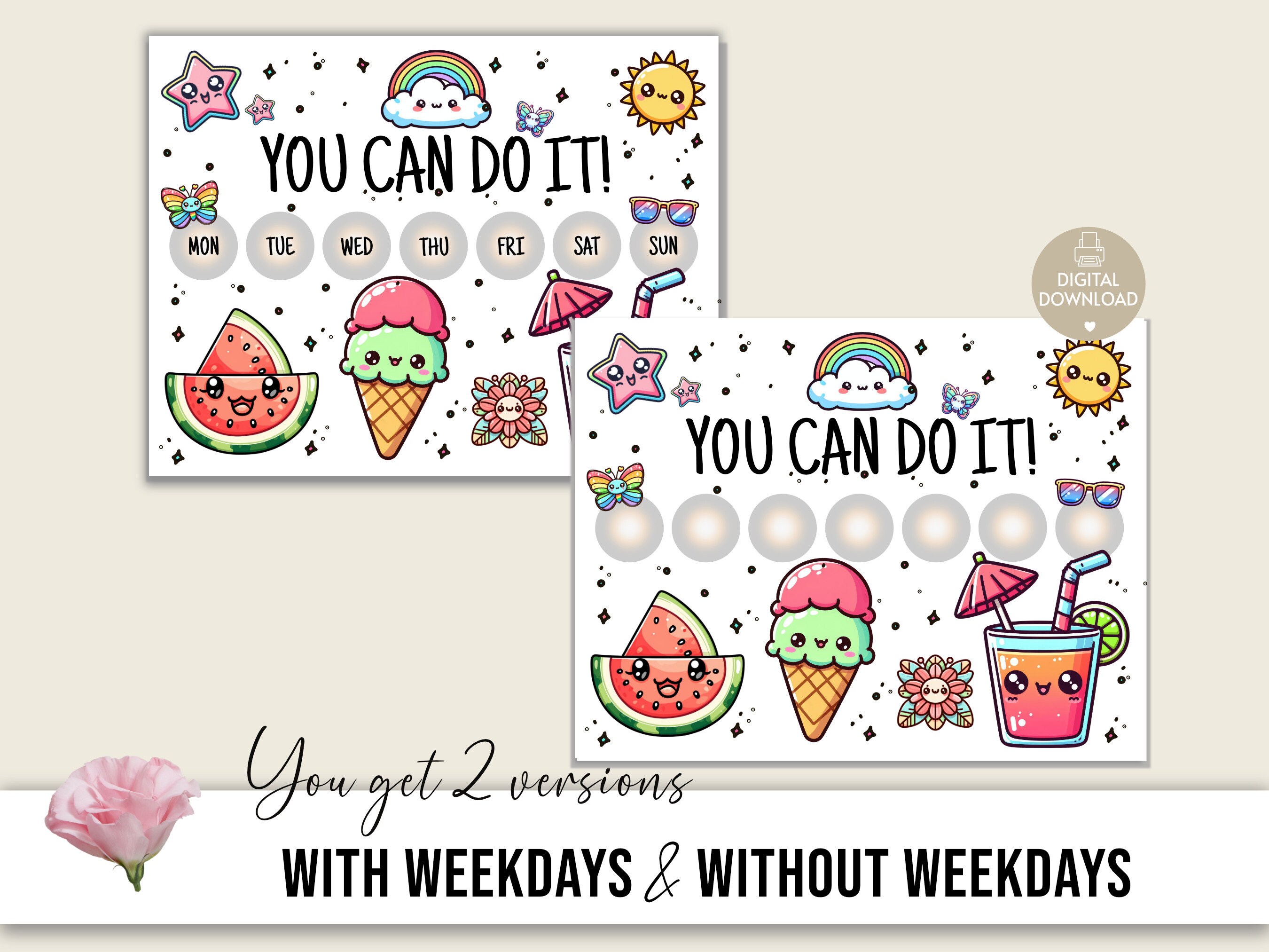 Reward Chart Summer for Kids and Toddlers, Weekly Reward Chart ...