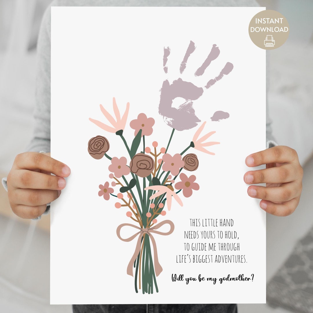 Will You Be My Godmother Printable Handprint Art Gift Idea, Godmother ...