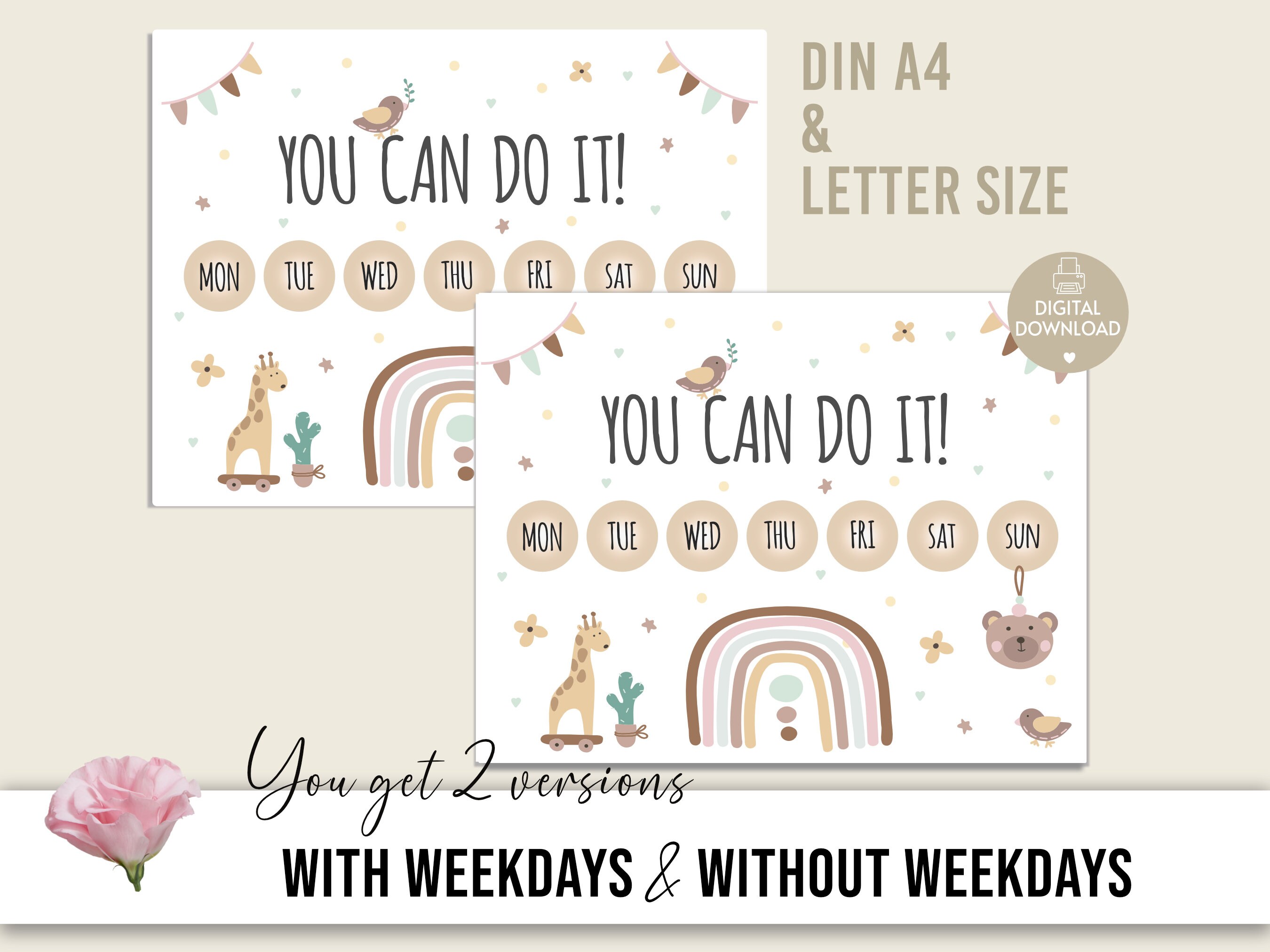 Girls Reward Chart Boho, Behavior Chart Toddler, Routine Chart Kids ...