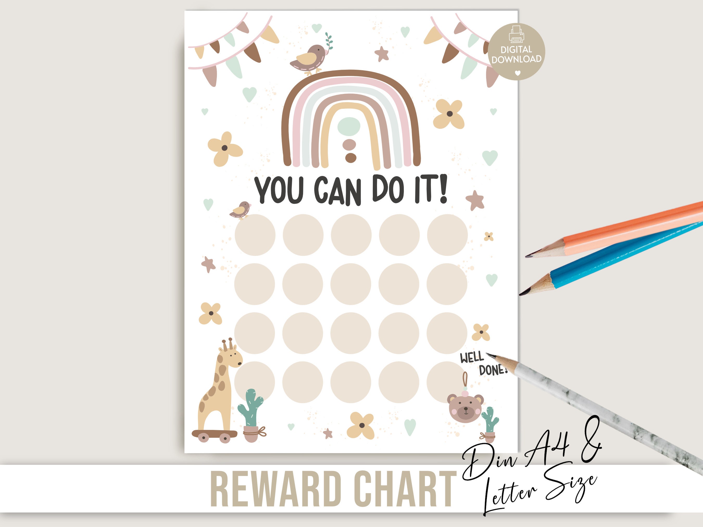 Rainbow Reward Chart Kids, Behavior Chart, Preschool Printables ...