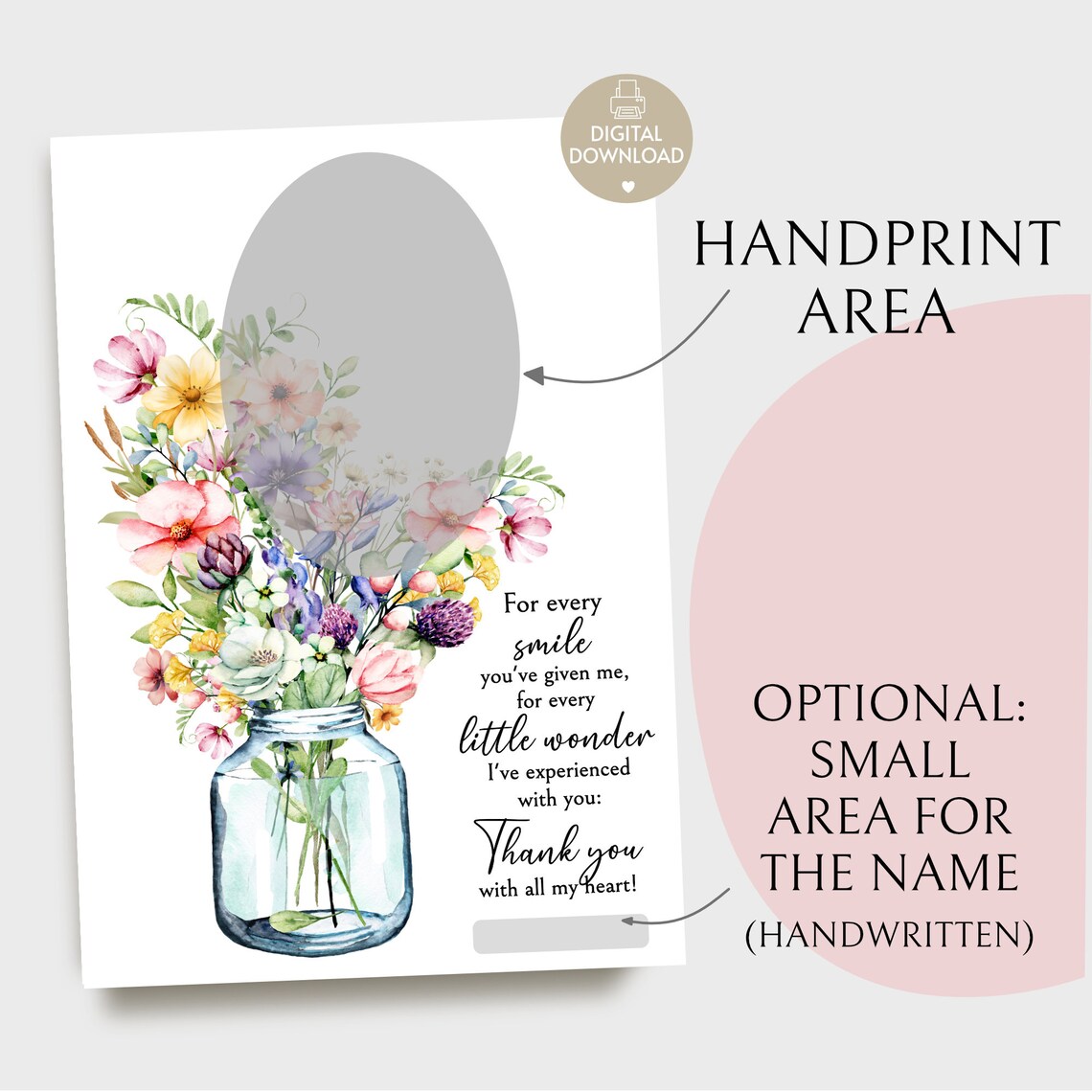 Teacher Appreciation Gift, Thank You Gift, Printable Handprint Wall Art ...