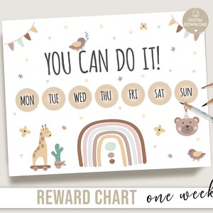 Girls Reward Chart Boho, Behavior Chart Toddler, Routine Chart Kids ...