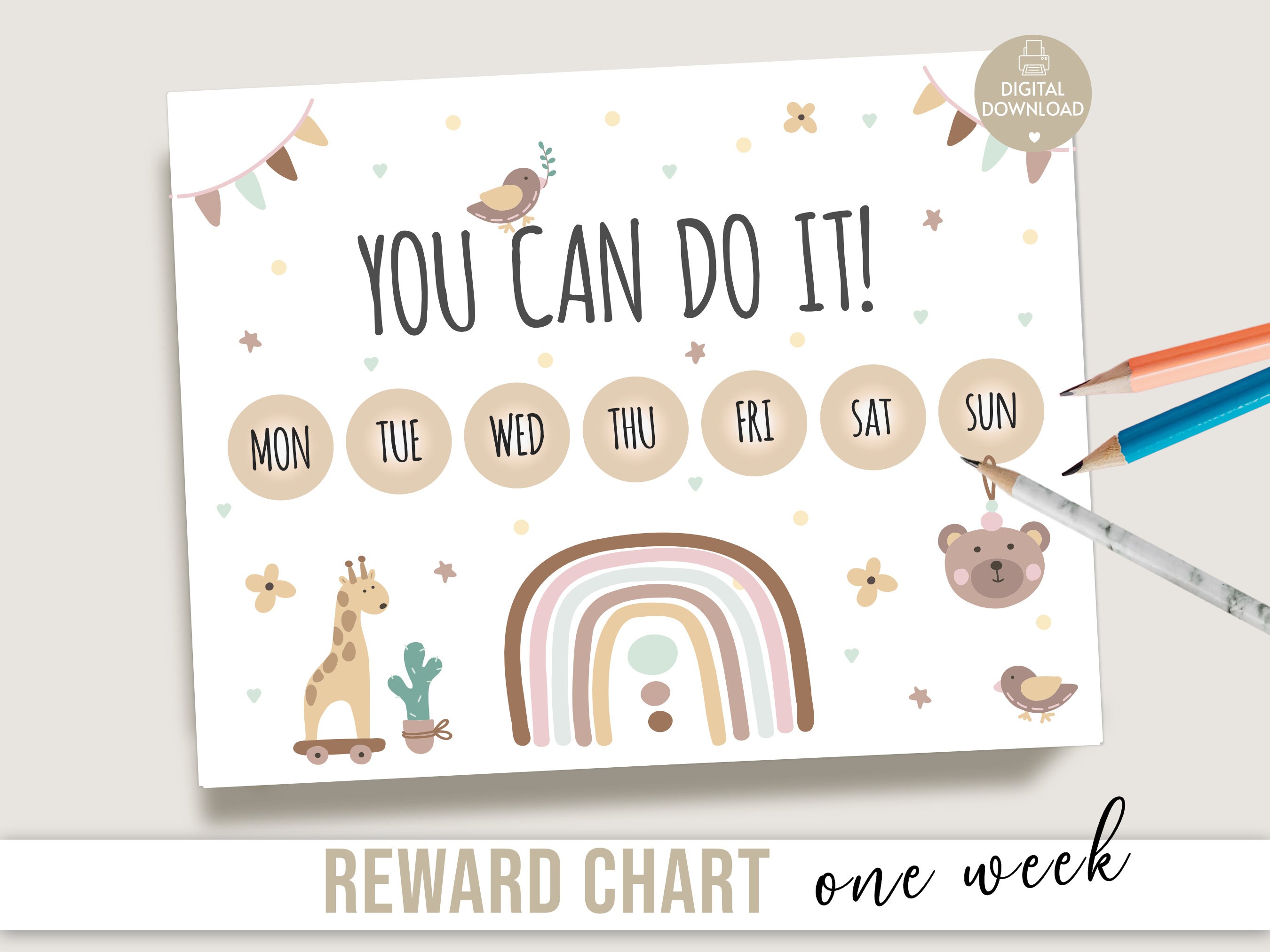Girls Reward Chart Boho, Behavior Chart Toddler, Routine Chart Kids ...
