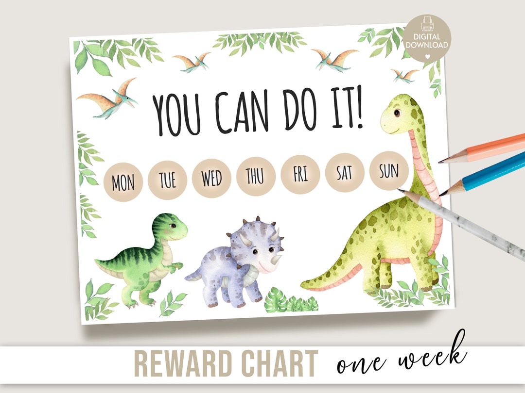Dinosaur Toddler Reward Chart Printable Kids Behavior Chart Weekly ...