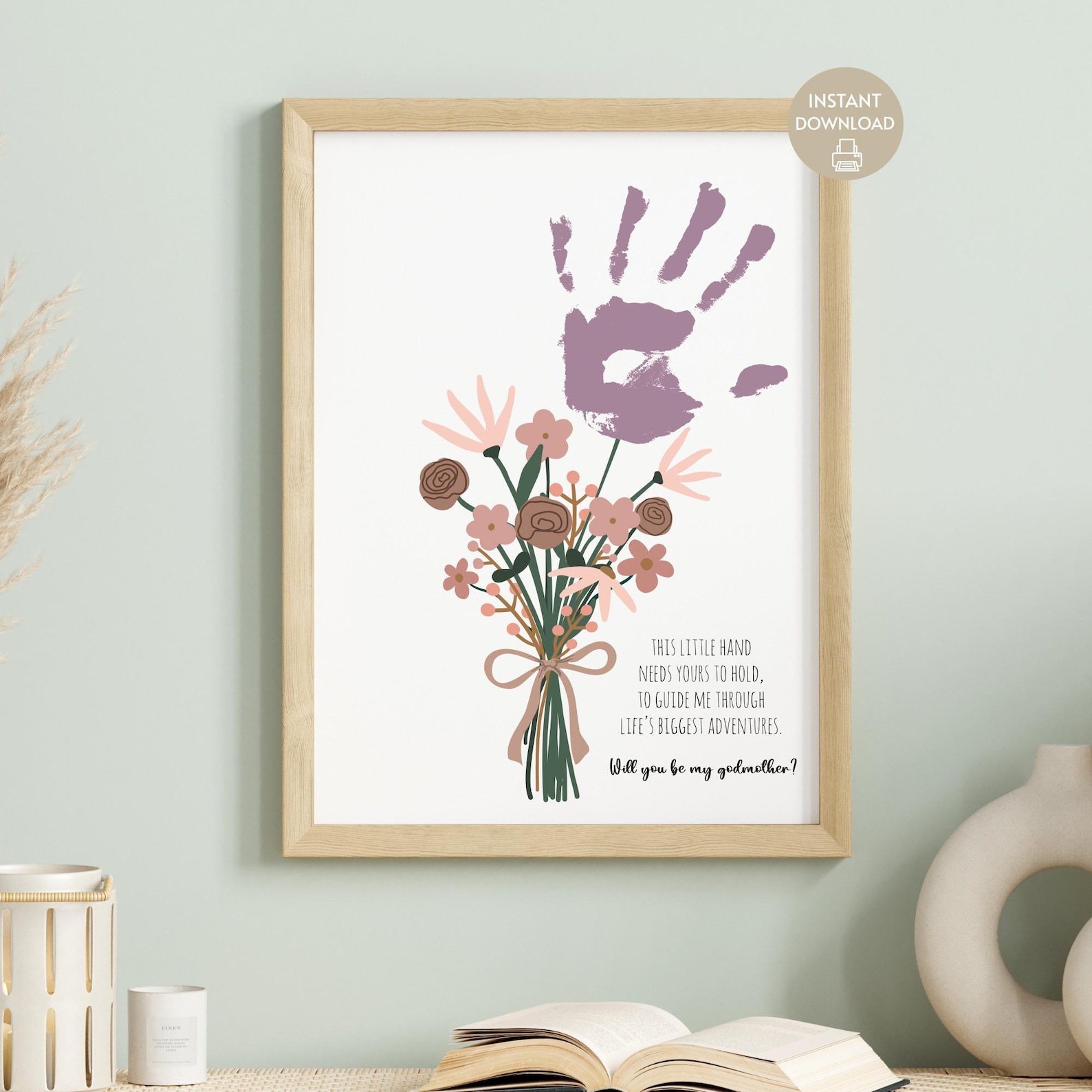 Will You Be My Godmother Printable Handprint Art Gift Idea, Godmother ...