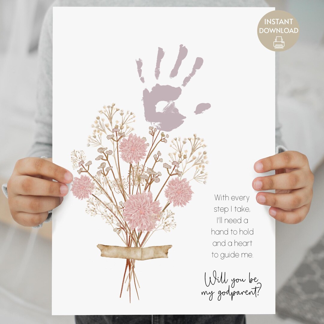 Godparents Proposal Handprint Craft, Godmother Proposal, Will You Be My ...