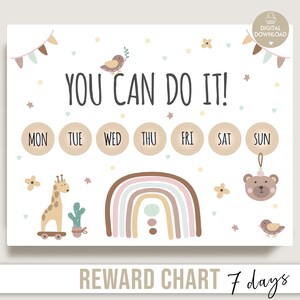 Girls Reward Chart Boho, Behavior Chart Toddler, Routine Chart Kids ...