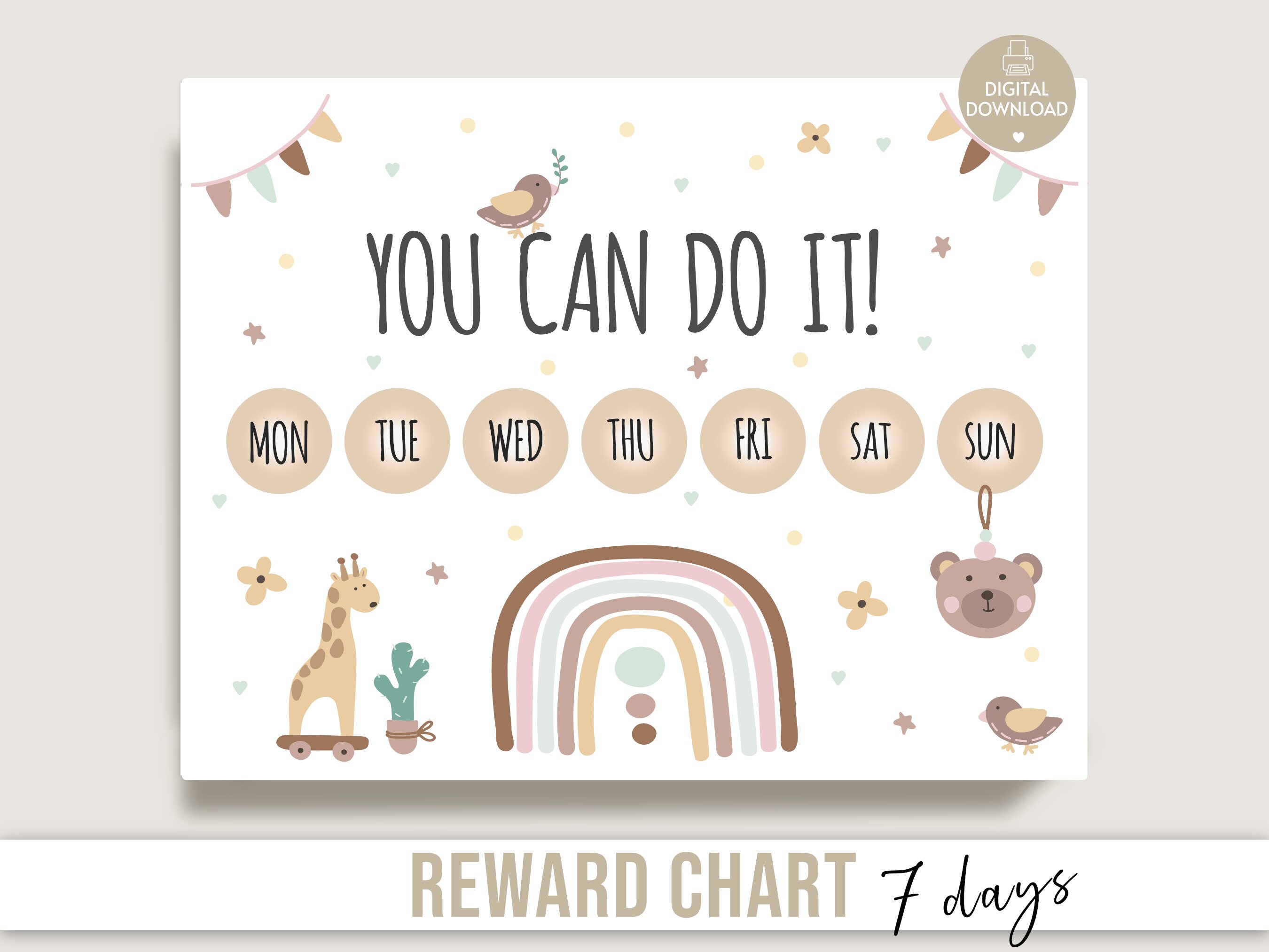 Girls Reward Chart Boho, Behavior Chart Toddler, Routine Chart Kids ...