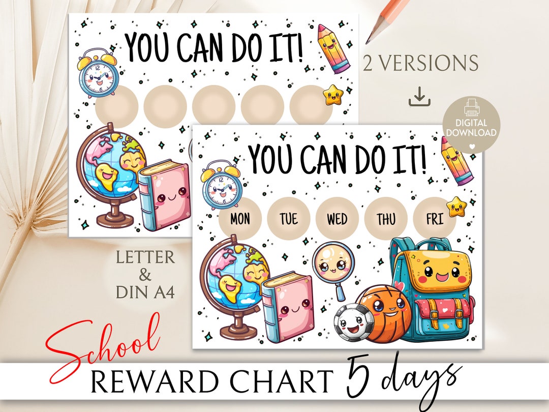 Reward Chart School, Kids Chart Routine, Reward Chart Printable ...