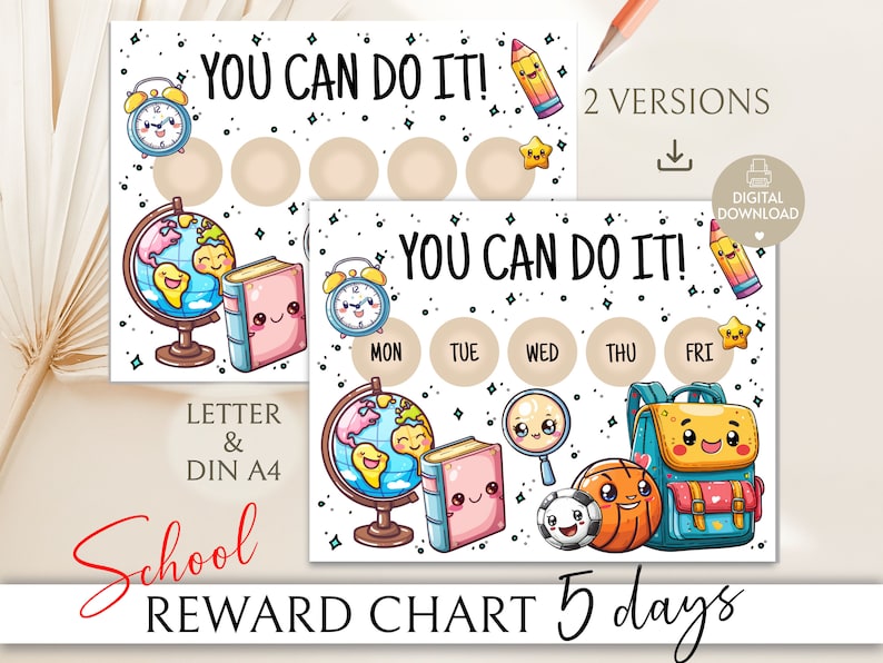 Reward Chart School, Kids Chart Routine, Reward Chart Printable ...