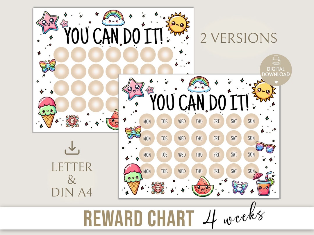 Reward Chart Kids and Toddlers Printable, Chore Chart Kids, Chart ...