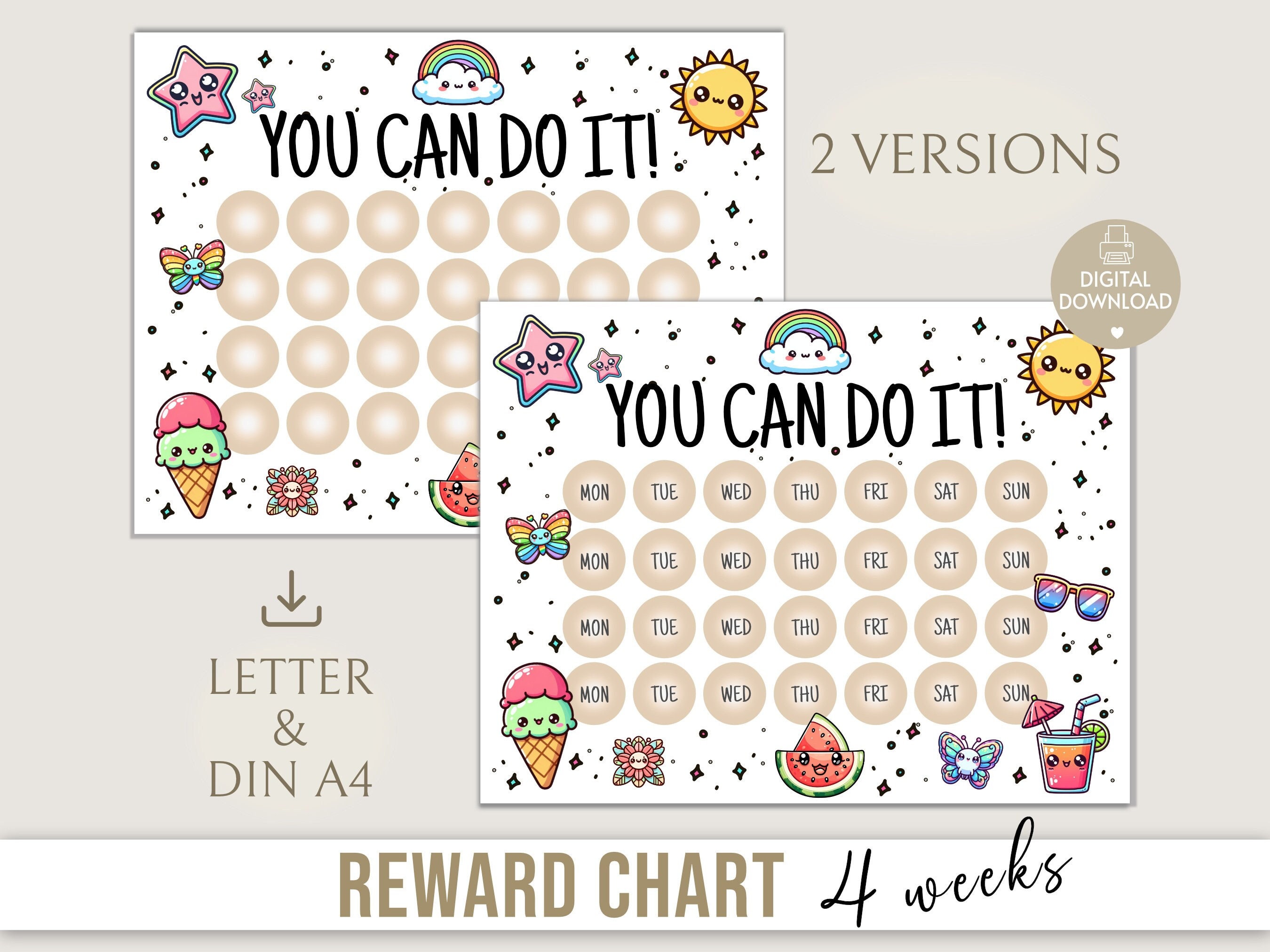 Reward Chart Kids and Toddlers Printable, Chore Chart Kids, Chart ...