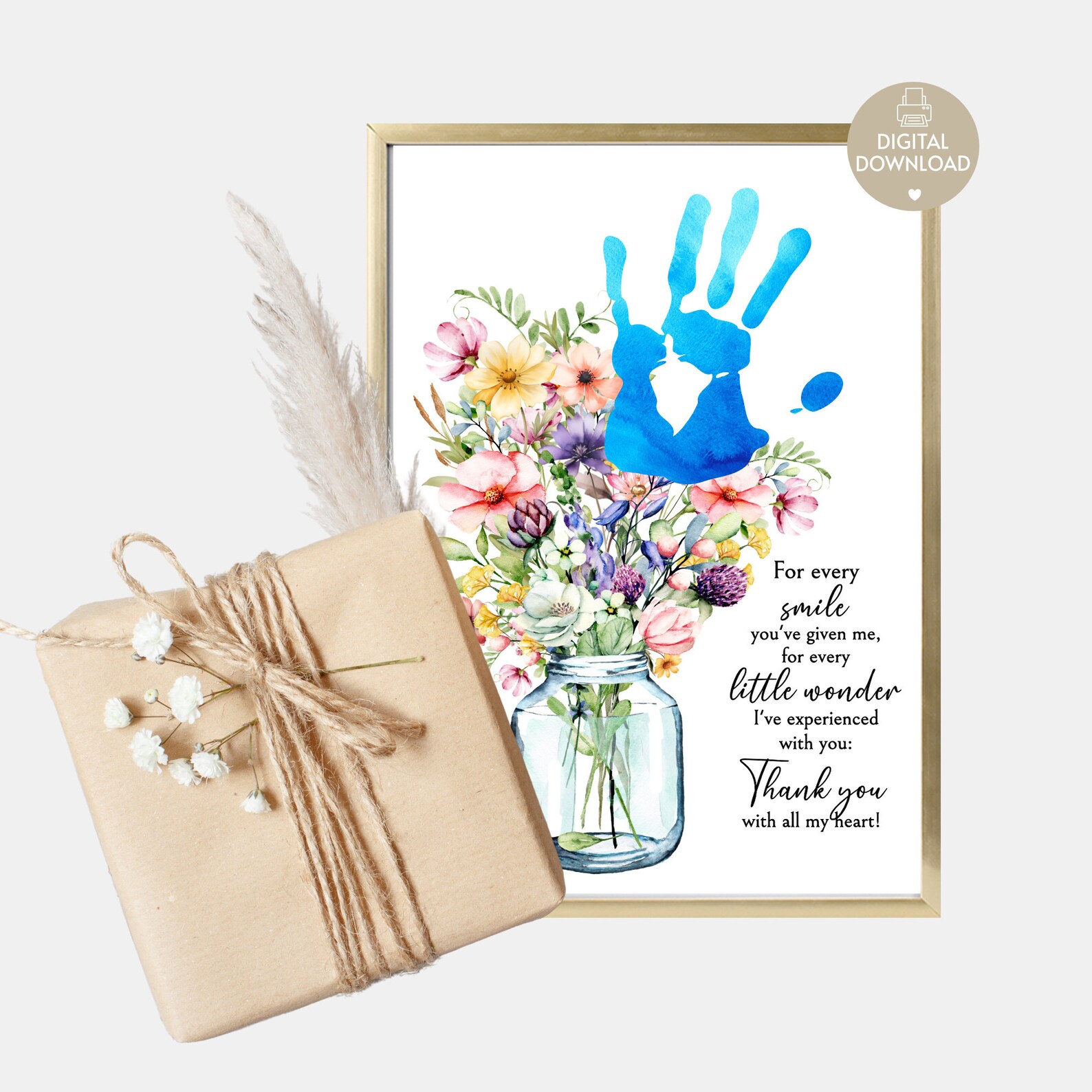 Teacher Appreciation Gift, Thank You Gift, Printable Handprint Wall Art ...