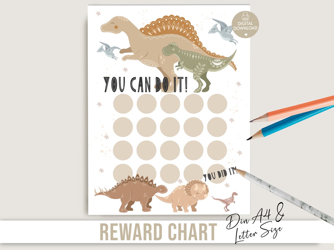Dinosaur Reward Chart Boho for Kids, Printable Behavior Chart, Toddler ...