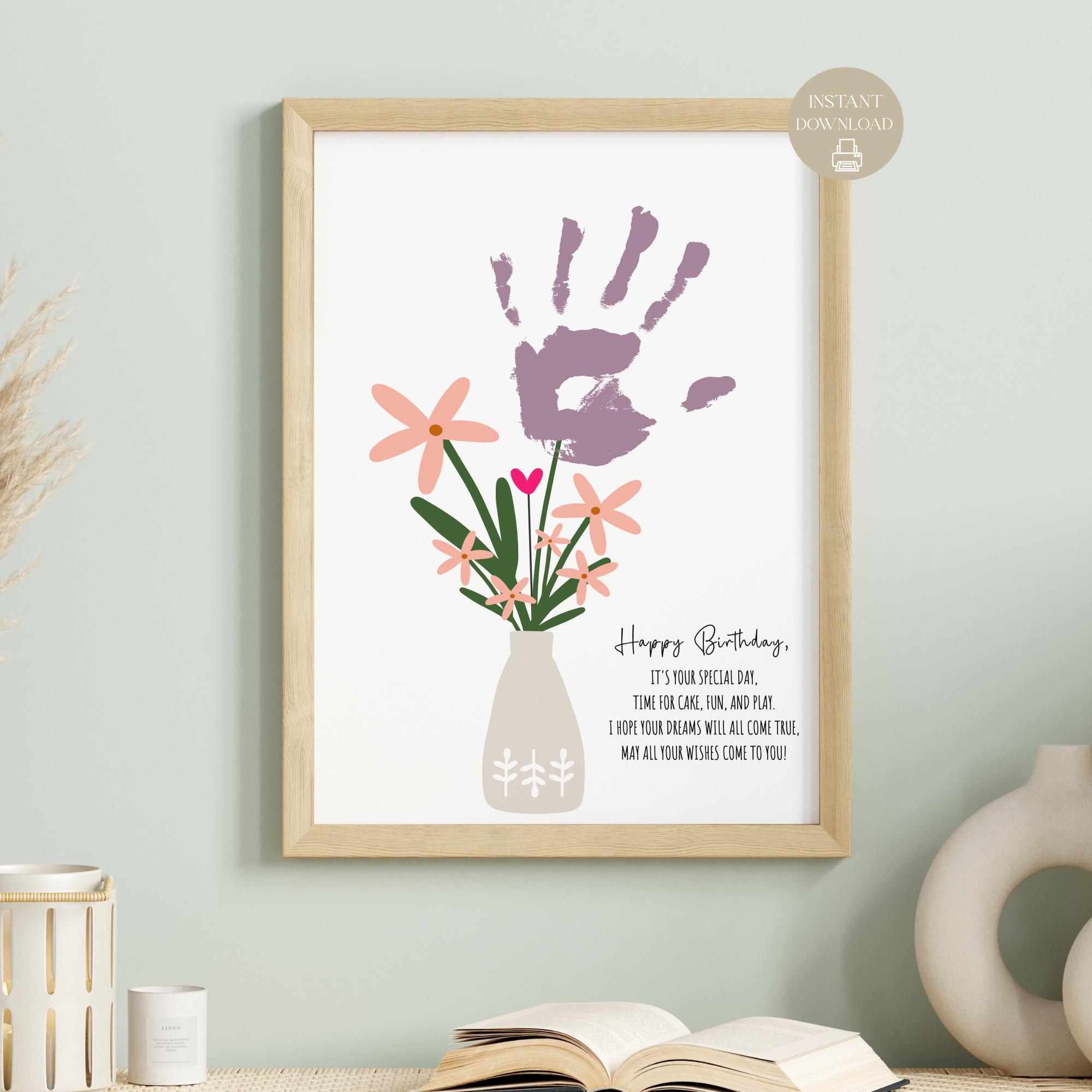 Birthday Gift Handprint Art, Custom Handprint Craft Keepsake, DIY ...