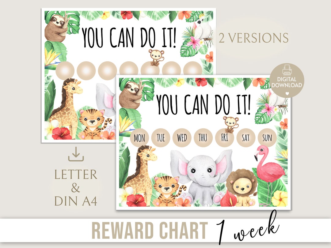 Weekly Animal Reward Chart, Kids Chore Chart, Preschool Printable ...