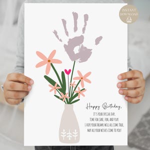 Birthday Gift Handprint Art, Custom Handprint Craft Keepsake, DIY ...