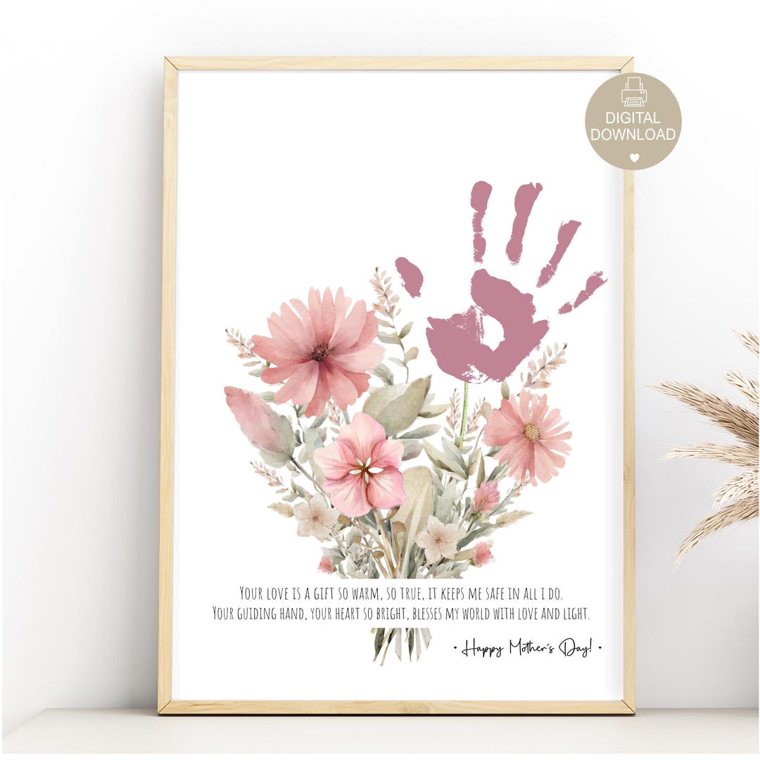 Mother’s Day Gift Handprint Art, DIY Keepsake, Printable Handprint ...
