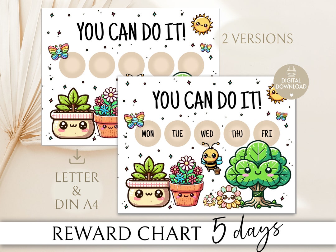Reward Chart Summer Kids and Toddlers, Printable Kids Behavior Chart ...