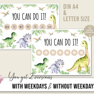Dinosaur Toddler Reward Chart Printable Kids Behavior Chart Weekly ...